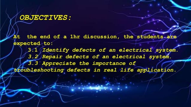 Trouble shooting electrical defects in ELECTRICAL INSTALLATION | PPT