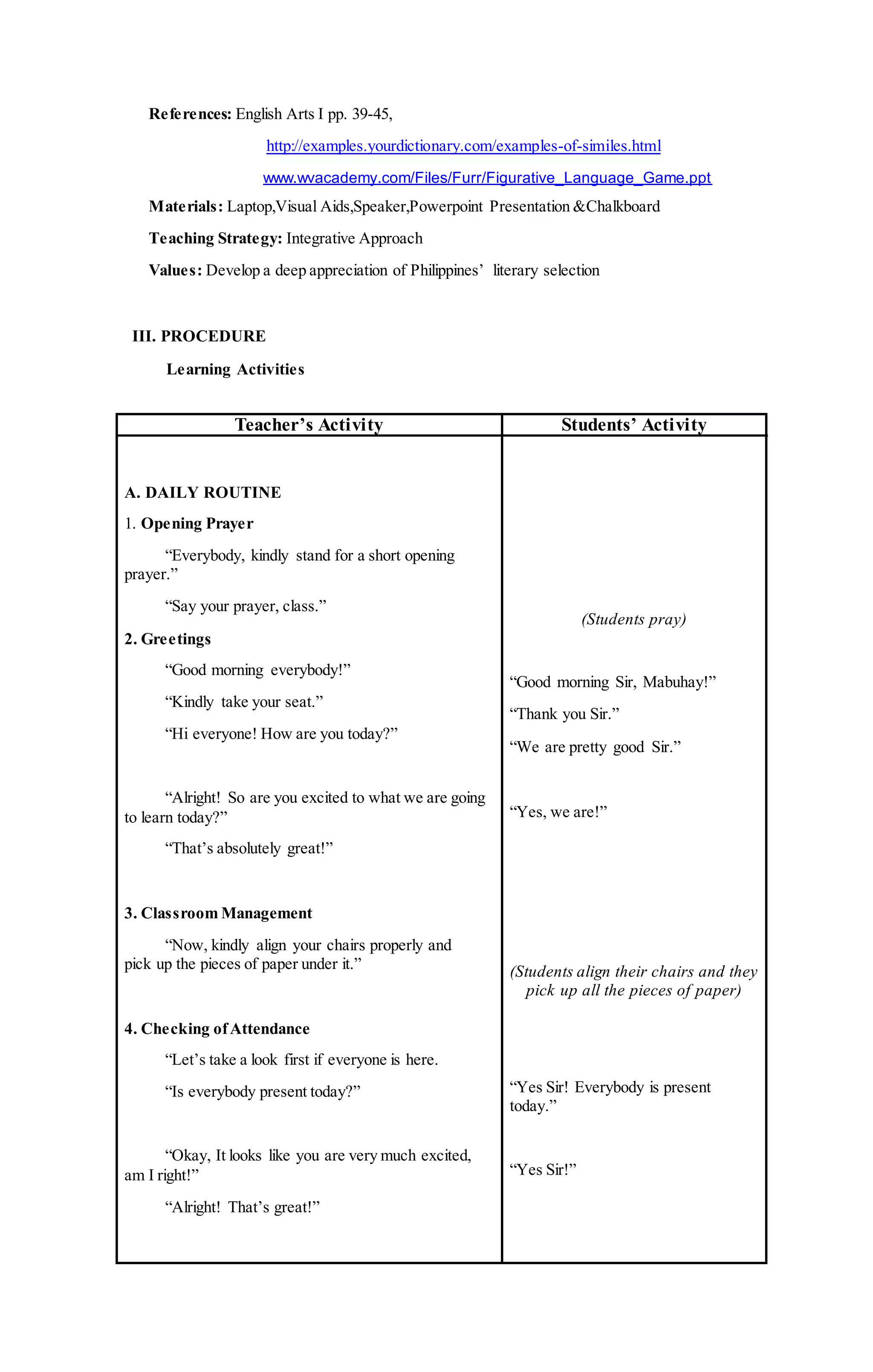 Final demo teaching english 7 figures of speech(october 02, 2017) | DOCX
