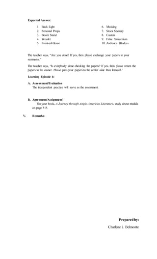 Final demo technical vocabulary for drama and theater Lesson Plan TMDI ...