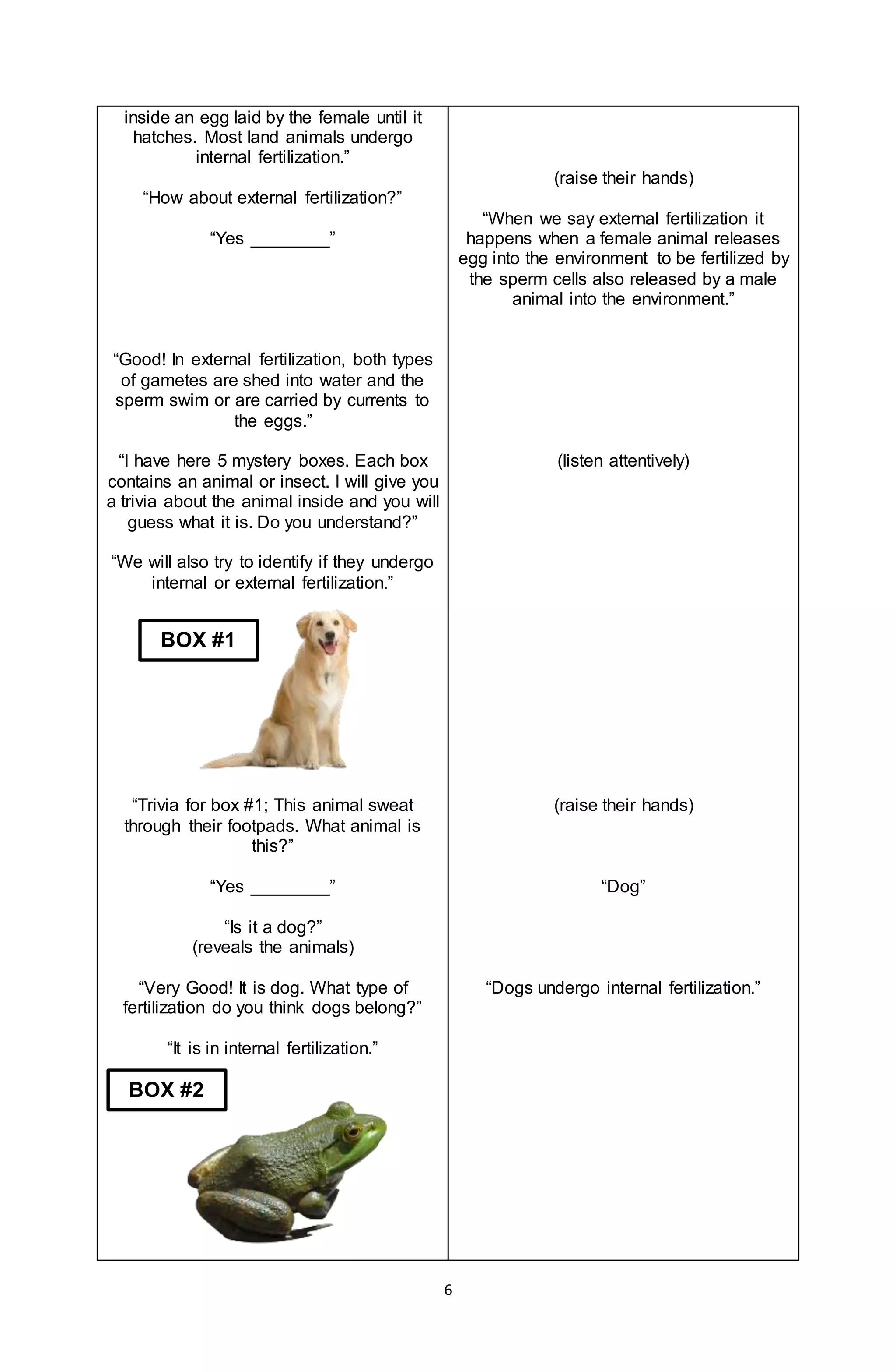 Sexual Reproduction in Animal (Internal and External Fertilization | DOCX
