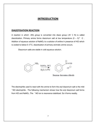 diazotisation reaction and synthesis of azodyes | DOC