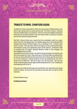Memorial Tributes Mother