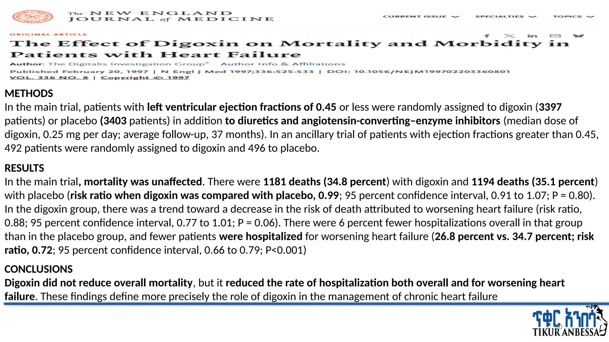 Digit HF trial review presentation by a resident | PPTX