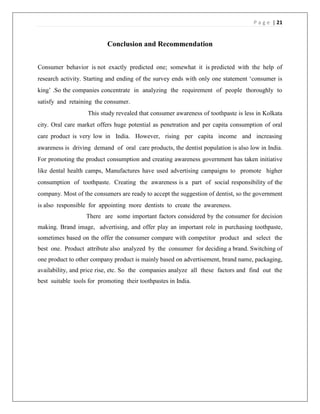 DISSERTATION: Consumer Buying Behavior of Toothpaste Brands in Kolkata ...