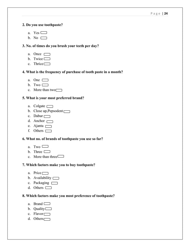 DISSERTATION: Consumer Buying Behavior of Toothpaste Brands in Kolkata