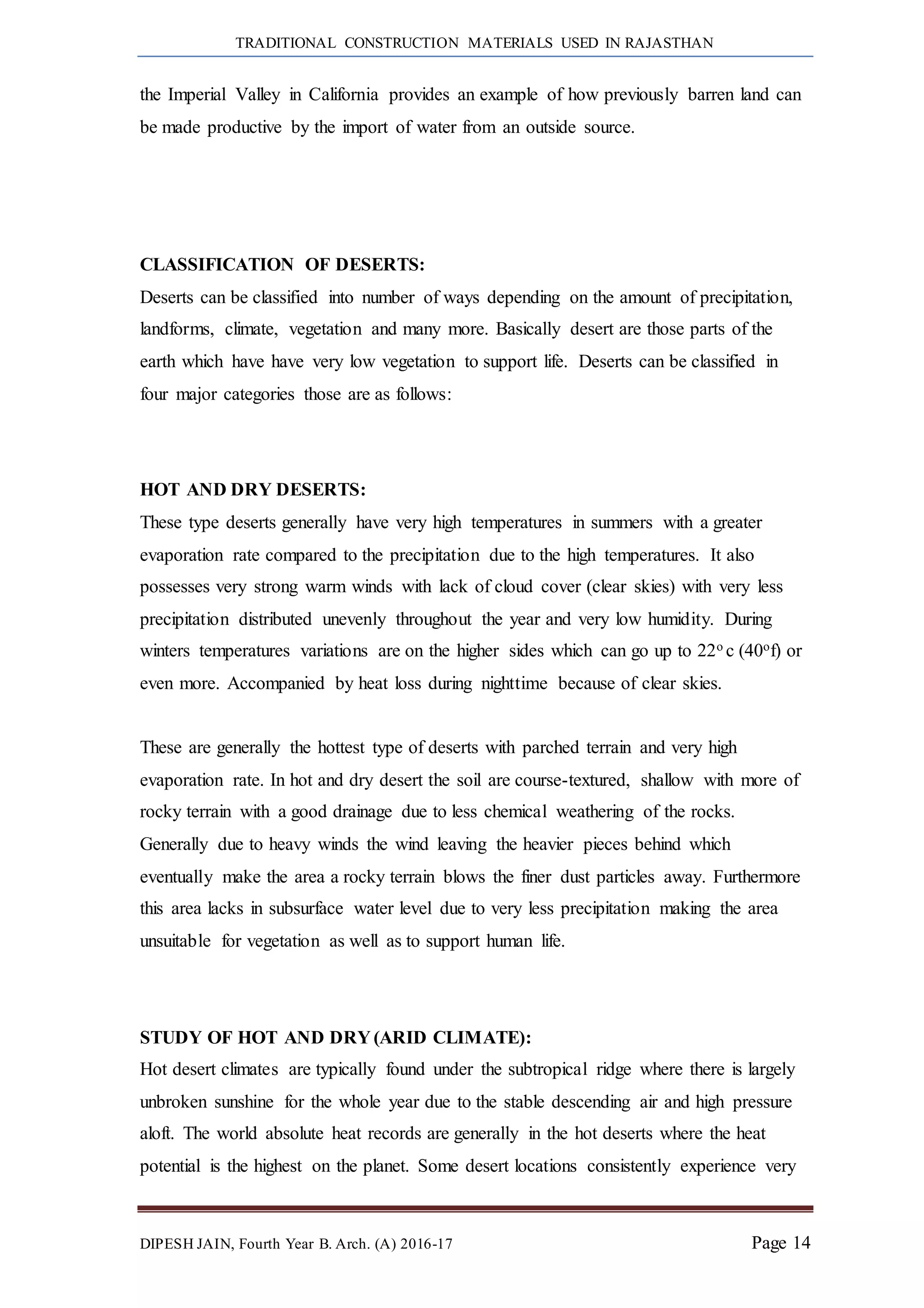 DISSERTATION- TRADITIONAL CONSTRUCTION MATERIALS OF RAJASTHAN | DOCX