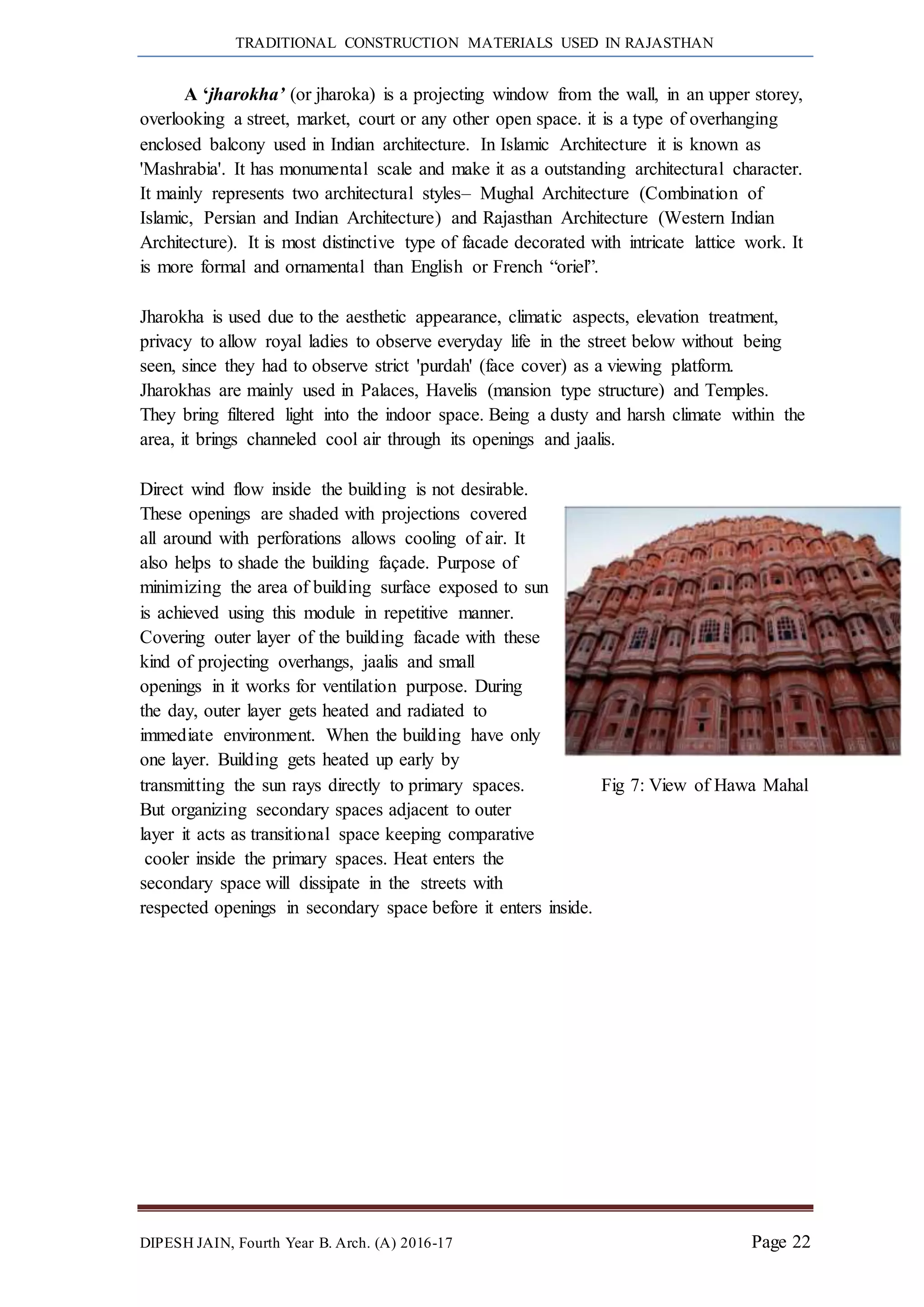 DISSERTATION- TRADITIONAL CONSTRUCTION MATERIALS OF RAJASTHAN | DOCX