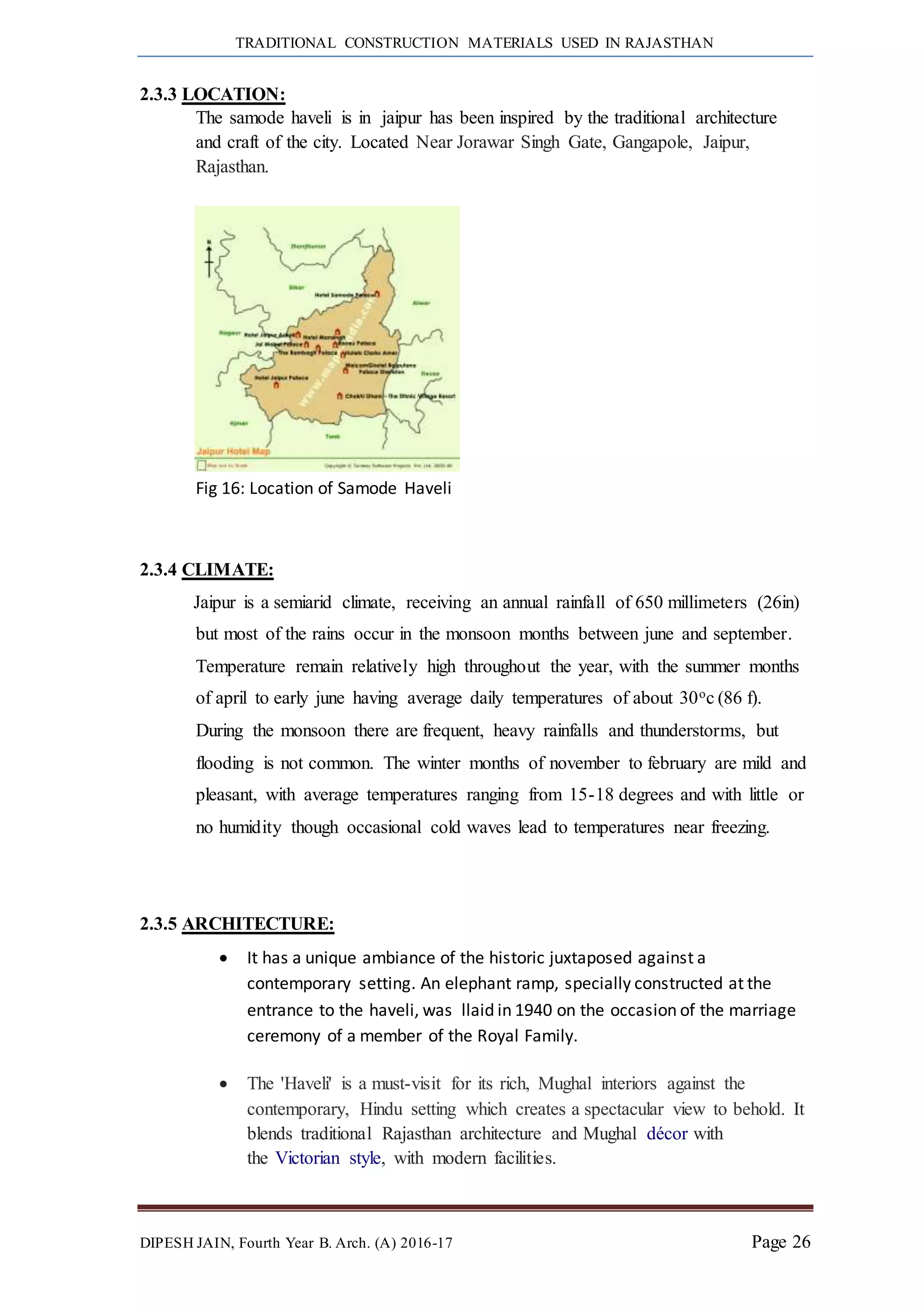 DISSERTATION- TRADITIONAL CONSTRUCTION MATERIALS OF RAJASTHAN | DOCX