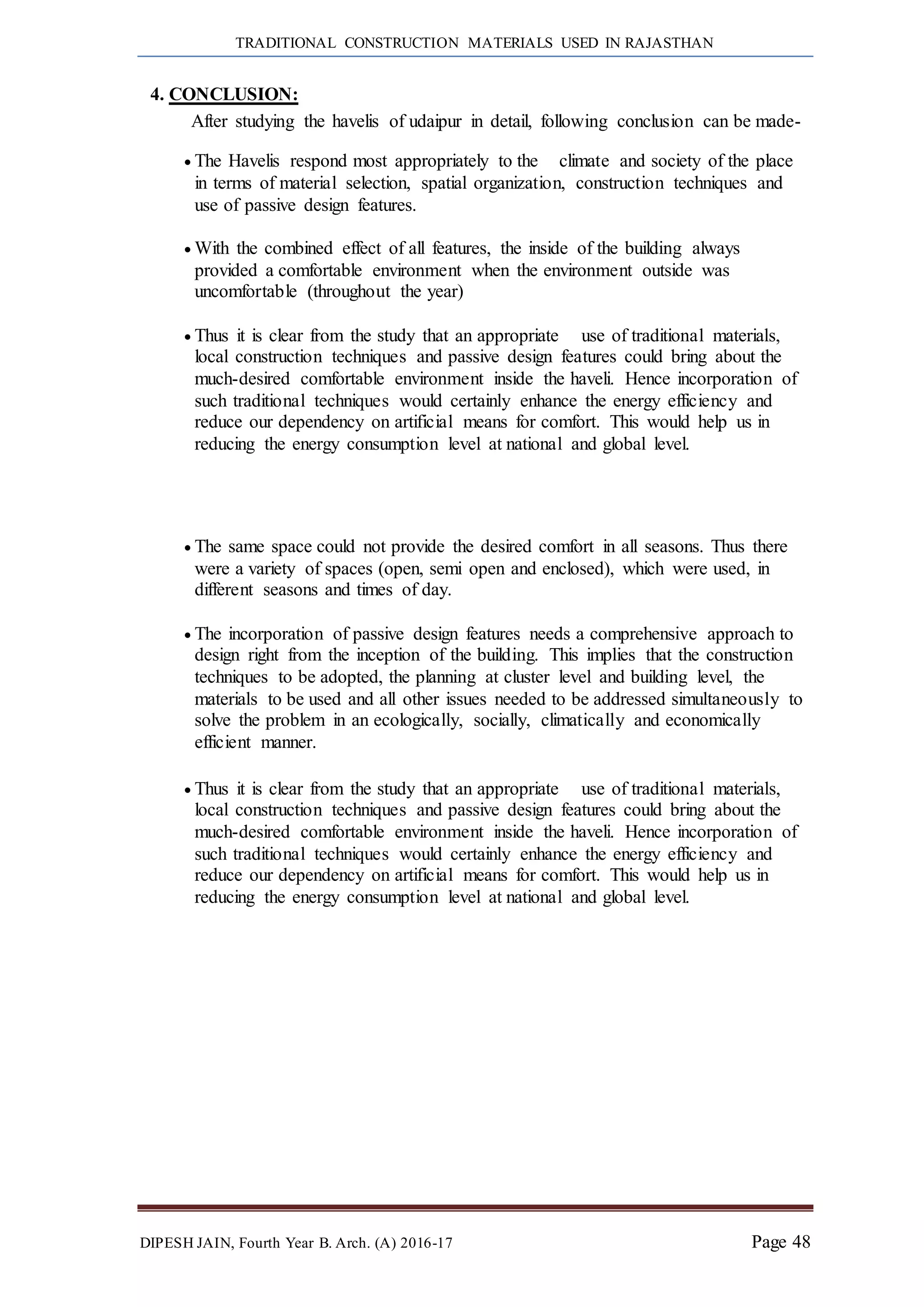 DISSERTATION- TRADITIONAL CONSTRUCTION MATERIALS OF RAJASTHAN | DOCX