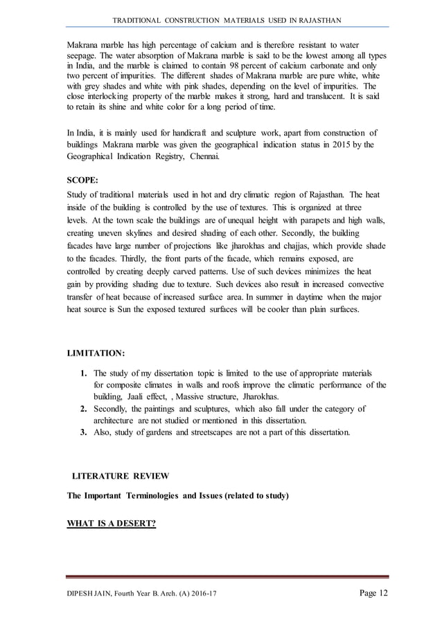 DISSERTATION- TRADITIONAL CONSTRUCTION MATERIALS OF RAJASTHAN | DOCX ...