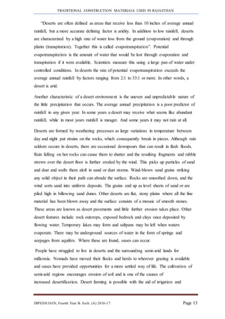DISSERTATION- TRADITIONAL CONSTRUCTION MATERIALS OF RAJASTHAN | DOCX