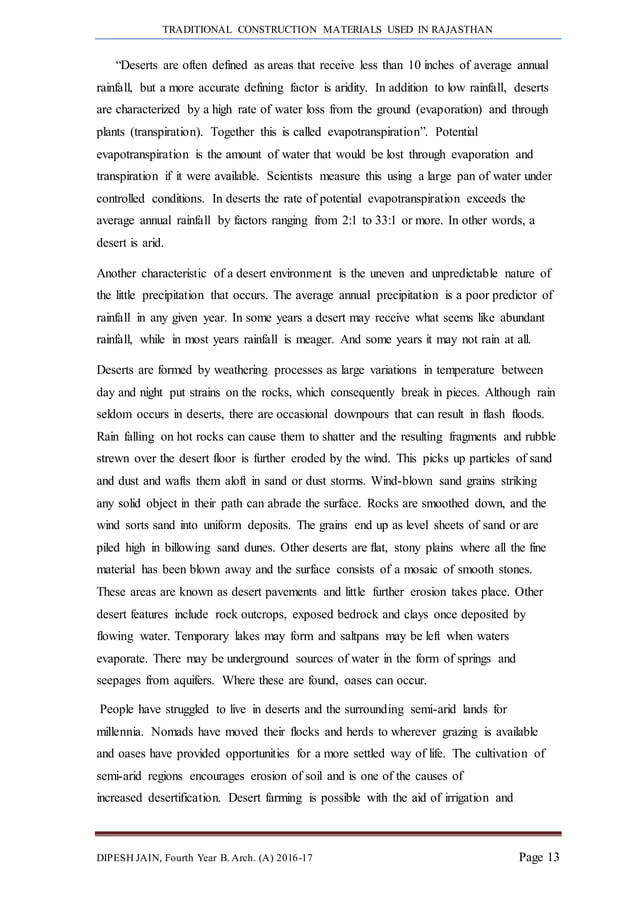DISSERTATION- TRADITIONAL CONSTRUCTION MATERIALS OF RAJASTHAN | DOCX ...