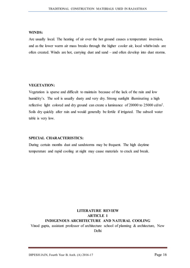 DISSERTATION- TRADITIONAL CONSTRUCTION MATERIALS OF RAJASTHAN | DOCX ...
