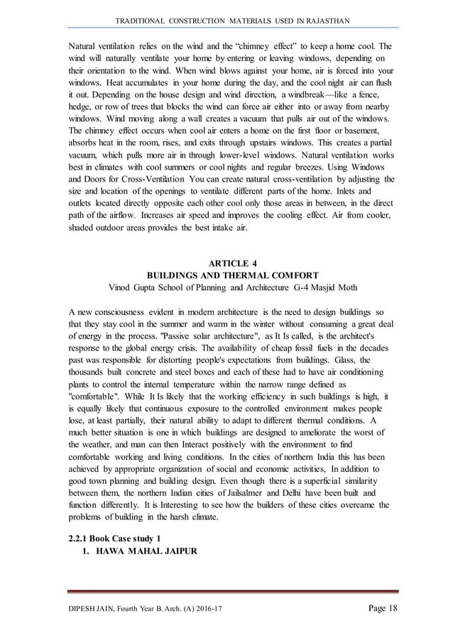 DISSERTATION- TRADITIONAL CONSTRUCTION MATERIALS OF RAJASTHAN | DOCX ...