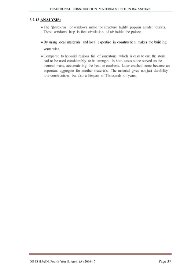 DISSERTATION- TRADITIONAL CONSTRUCTION MATERIALS OF RAJASTHAN | DOCX ...