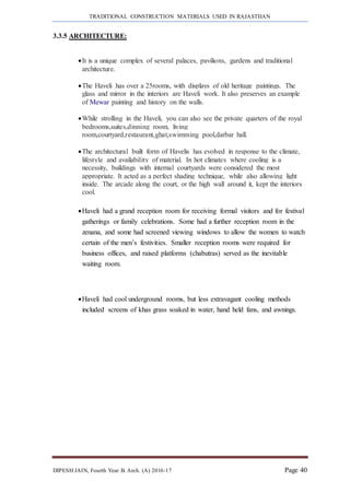 DISSERTATION- TRADITIONAL CONSTRUCTION MATERIALS OF RAJASTHAN | DOCX