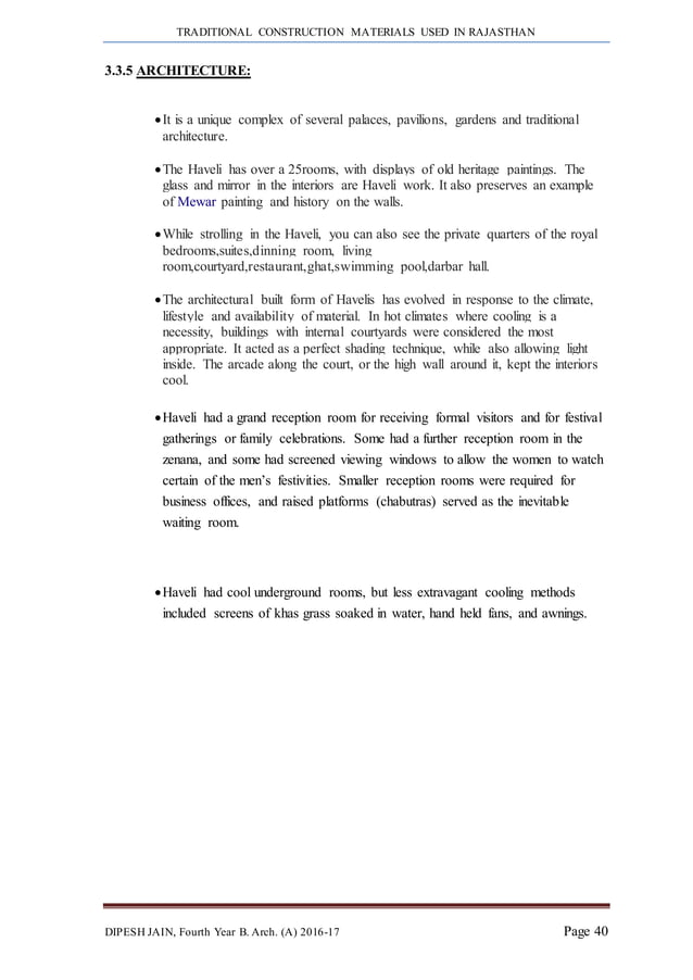 DISSERTATION- TRADITIONAL CONSTRUCTION MATERIALS OF RAJASTHAN | DOCX ...