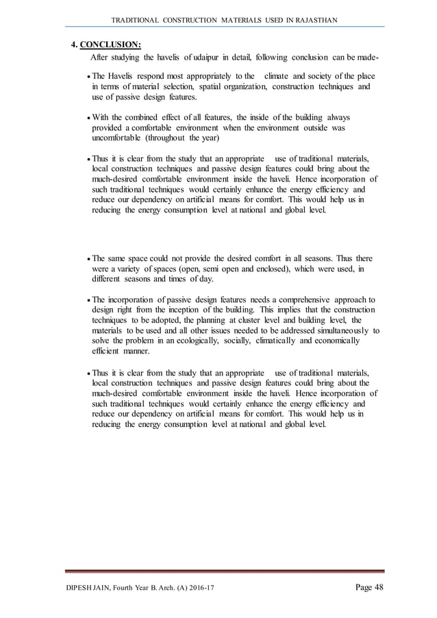 DISSERTATION- TRADITIONAL CONSTRUCTION MATERIALS OF RAJASTHAN | DOCX ...