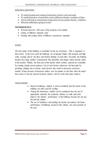 DISSERTATION- TRADITIONAL CONSTRUCTION MATERIALS OF RAJASTHAN | DOCX