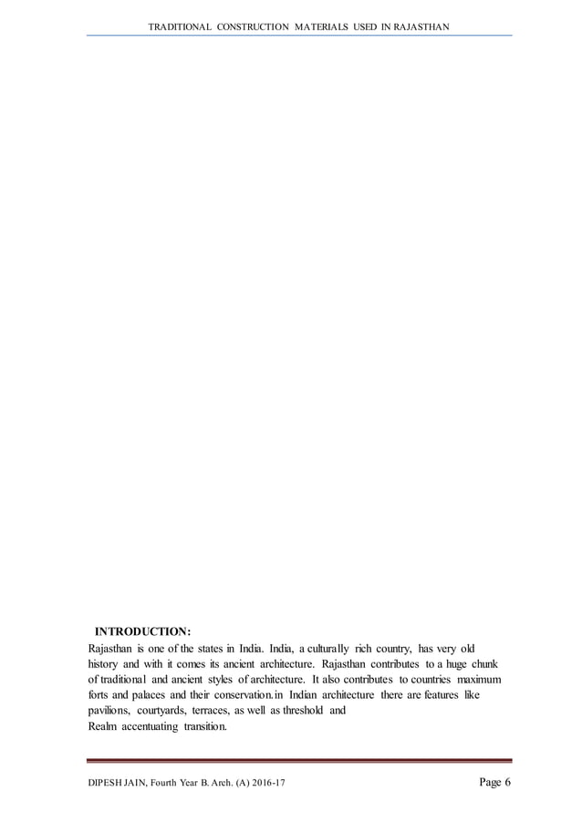 DISSERTATION- TRADITIONAL CONSTRUCTION MATERIALS OF RAJASTHAN | DOCX ...