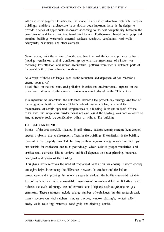 DISSERTATION- TRADITIONAL CONSTRUCTION MATERIALS OF RAJASTHAN | DOCX ...