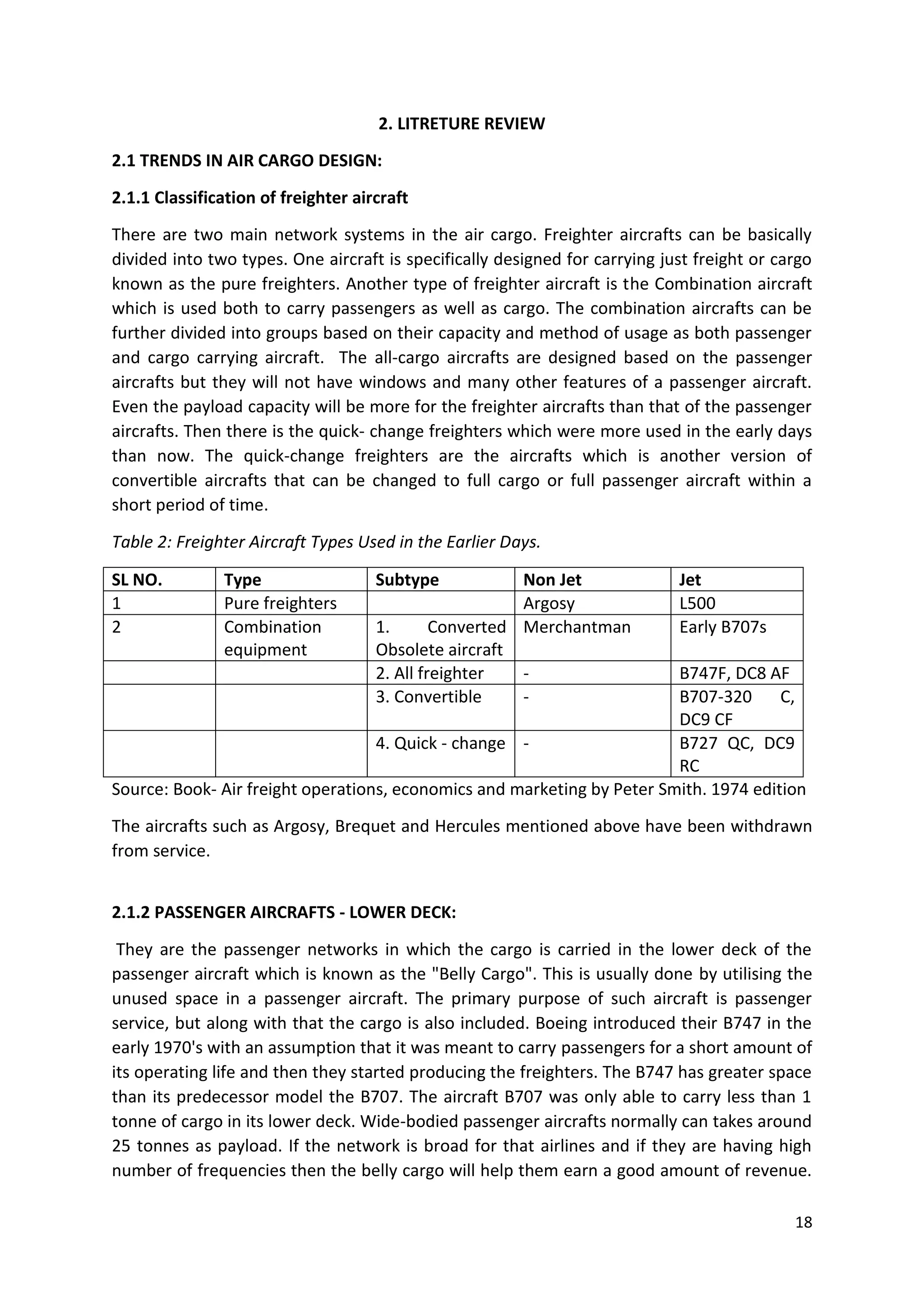 Aircraft design trends and their impact on air cargo oriented aircrafts ...