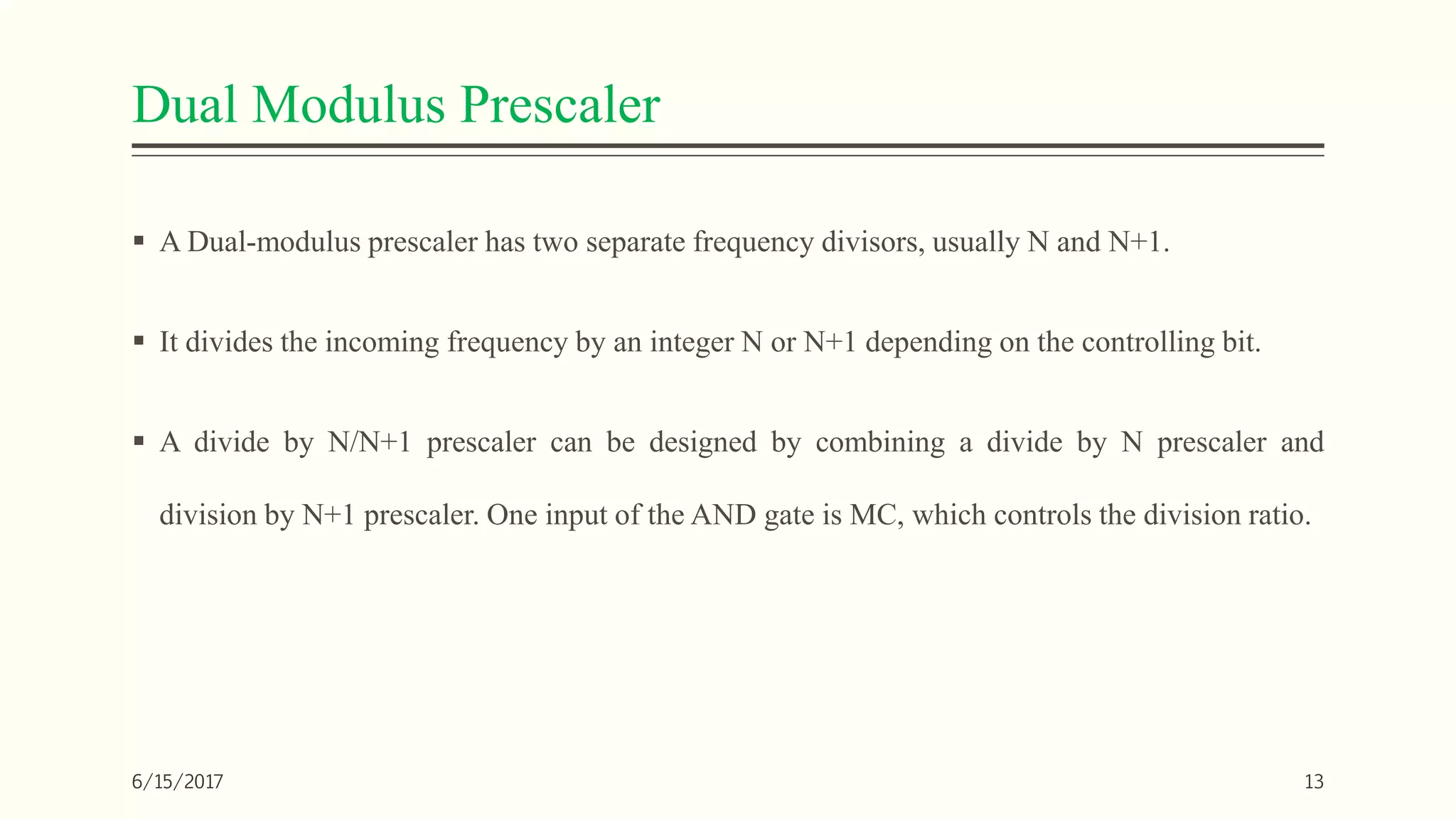prescalers and dual modulus prescalers | PPTX