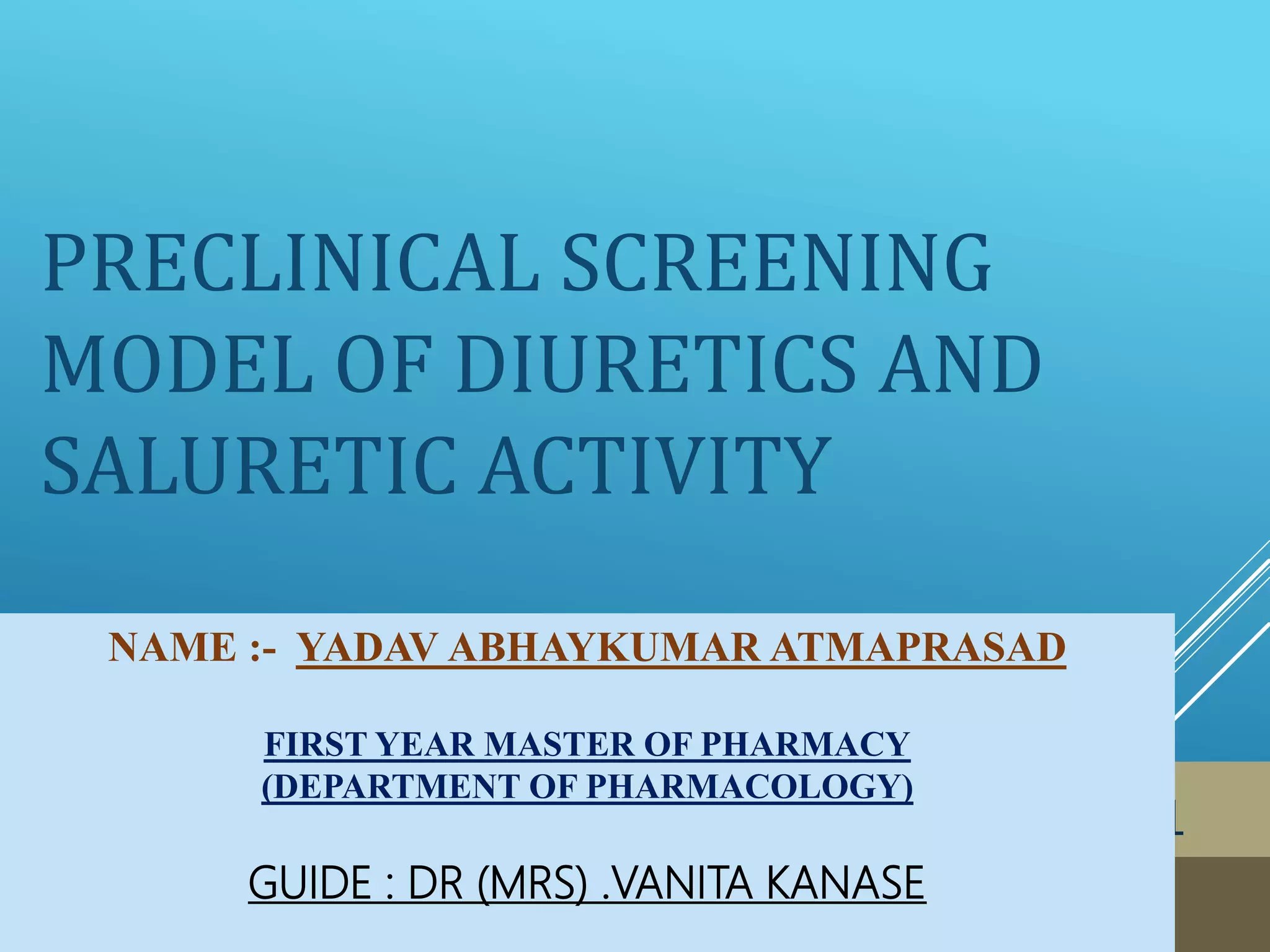 Diuretic Preclinical Screening models | PPTX