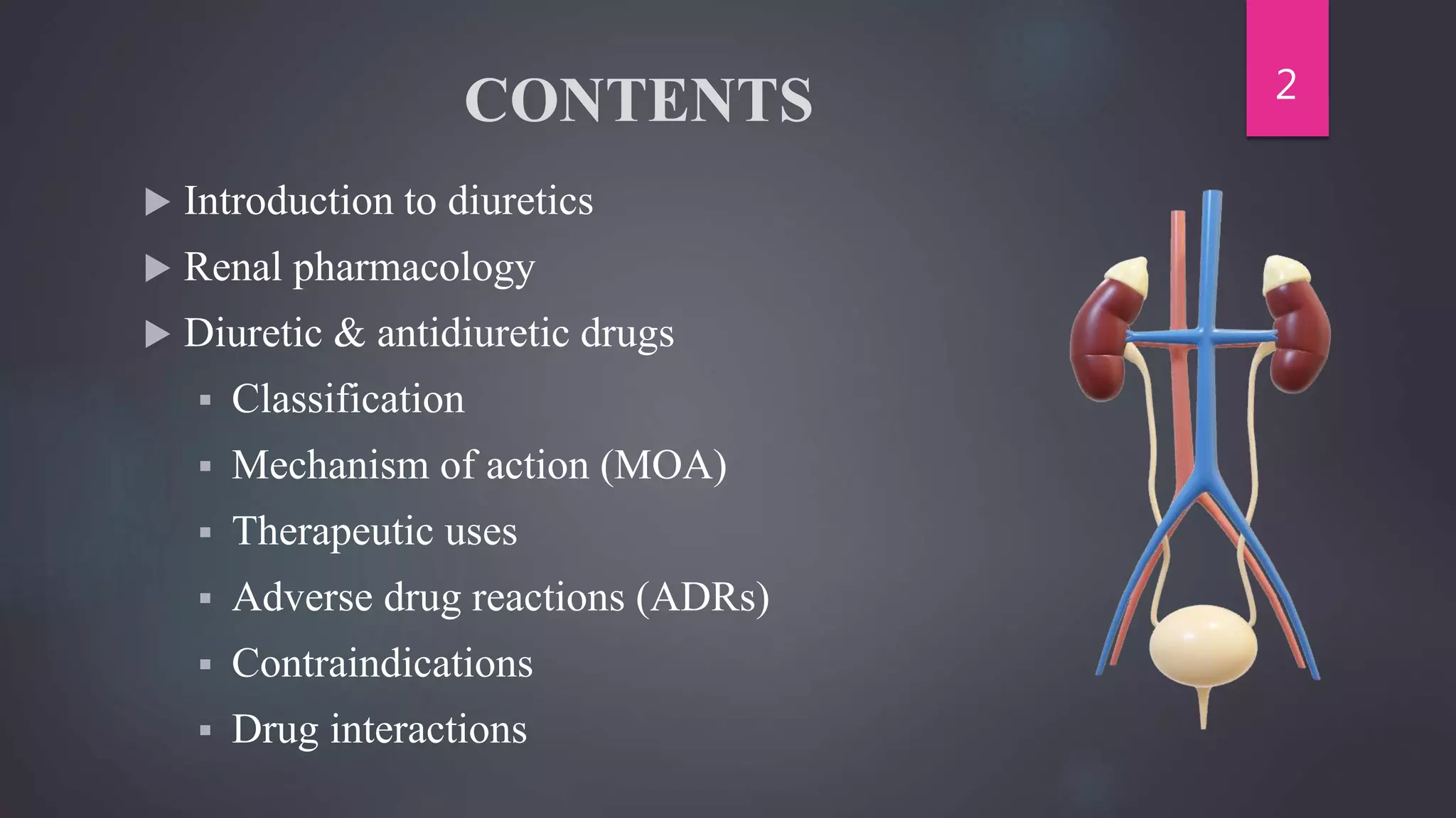 Pharmacology of diuretics-antidiuretics | PPTX