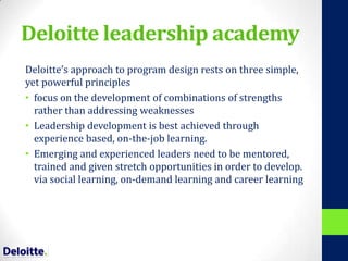 Learning and development initiatives at deloitte | PPTX