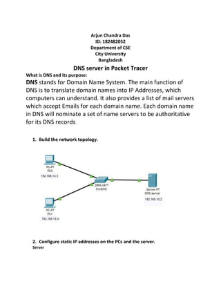 DNS server config on cisco packet tracer | PDF
