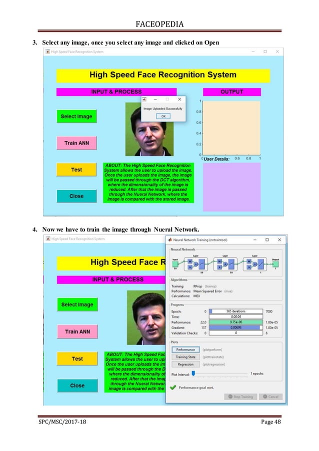 Project Report on High Speed Face Recognitions using DCT, RBF nueral network | DOCX
