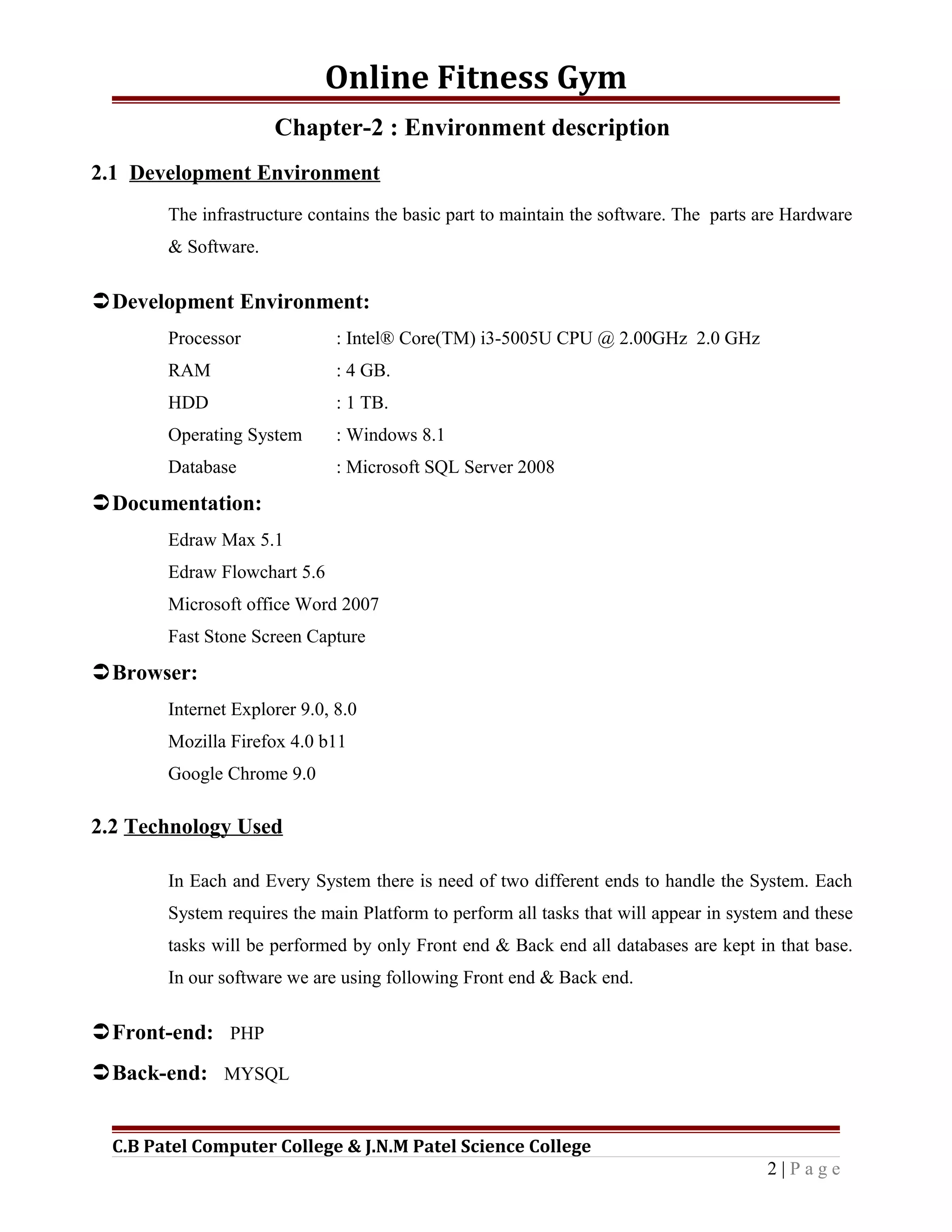 Online Fitness Gym Documentation | DOC