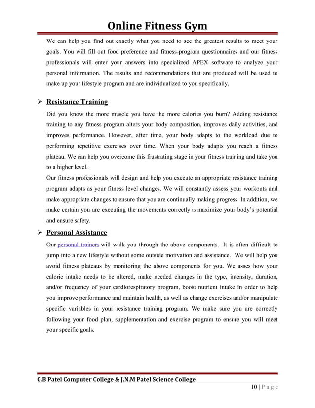 Online Fitness Gym Documentation | DOC