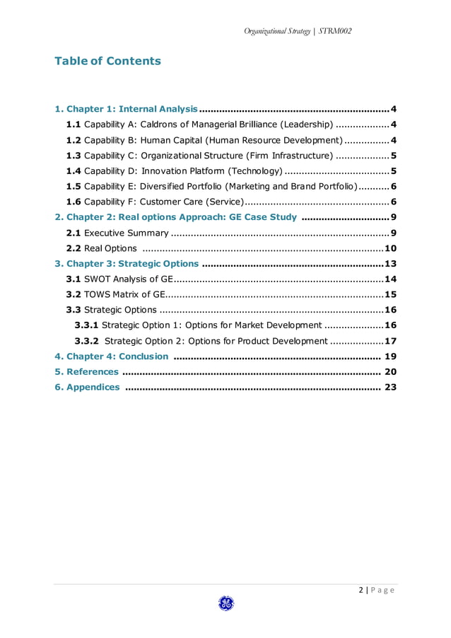 Case Study Analysis on General Electric | DOCX