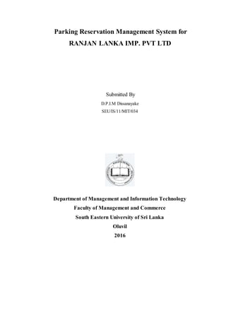 Parking Reservation Management Systems | DOCX