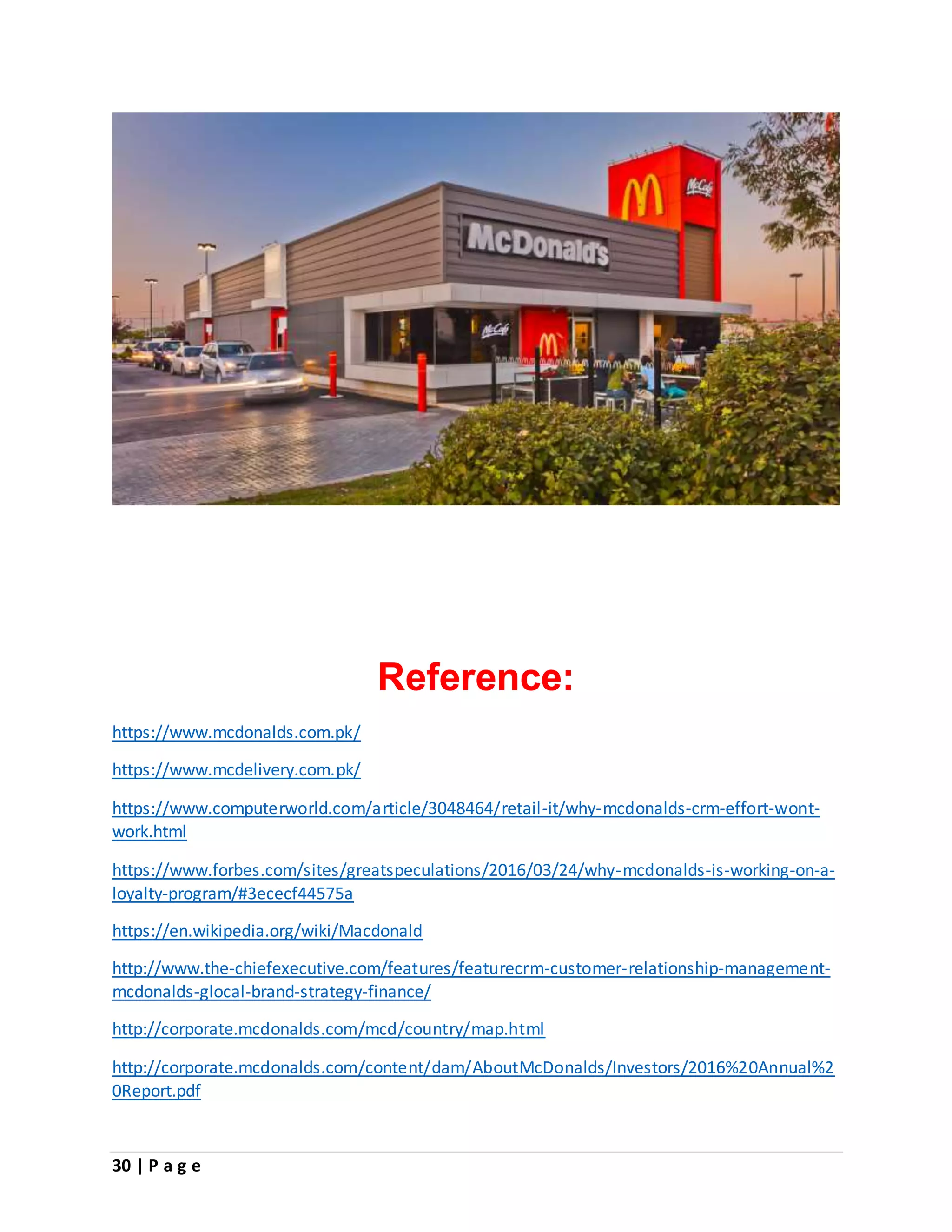 Project Report: CRM strategy of McDonald's | DOCX