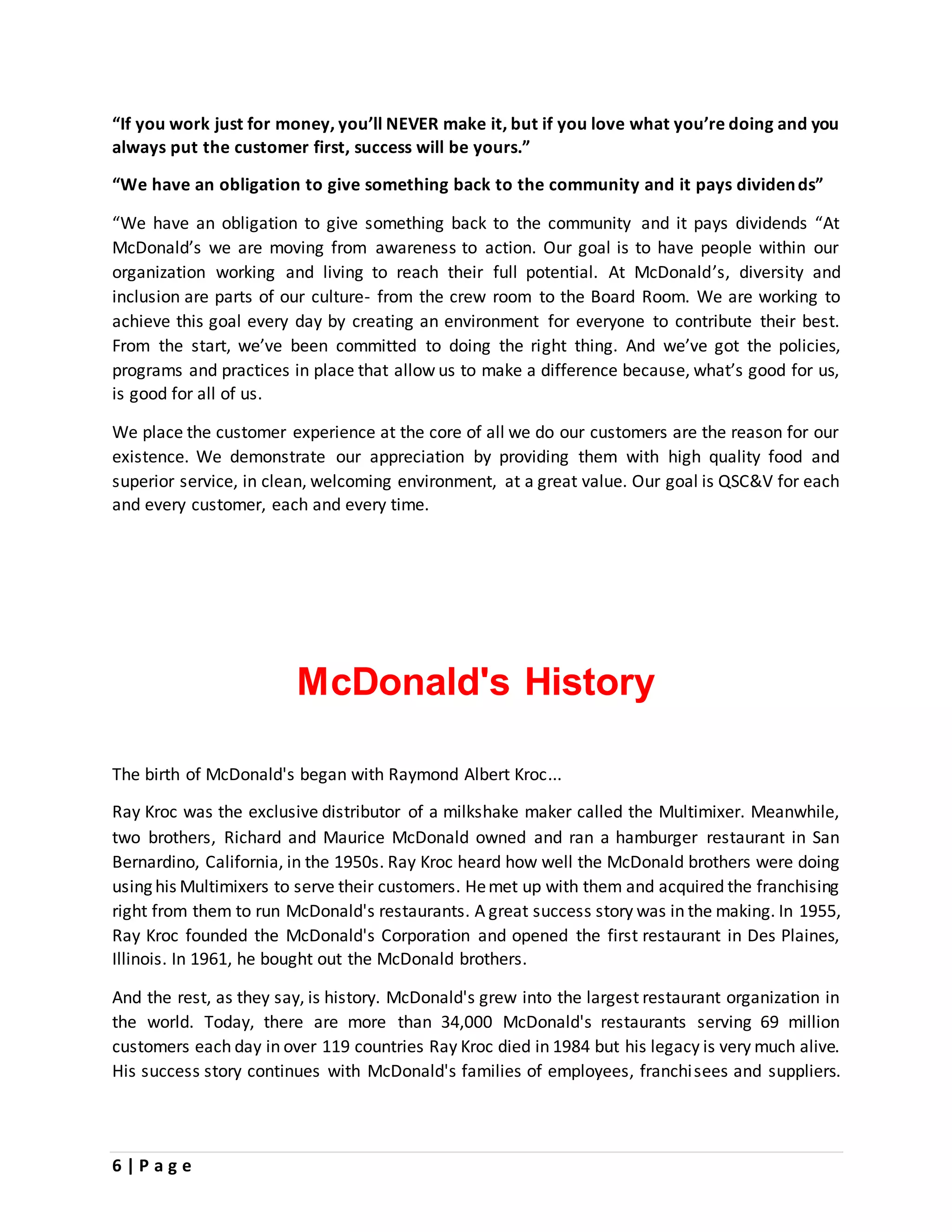 Project Report: CRM strategy of McDonald's | DOCX