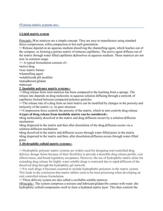 sustained release oral dosage forms | PDF