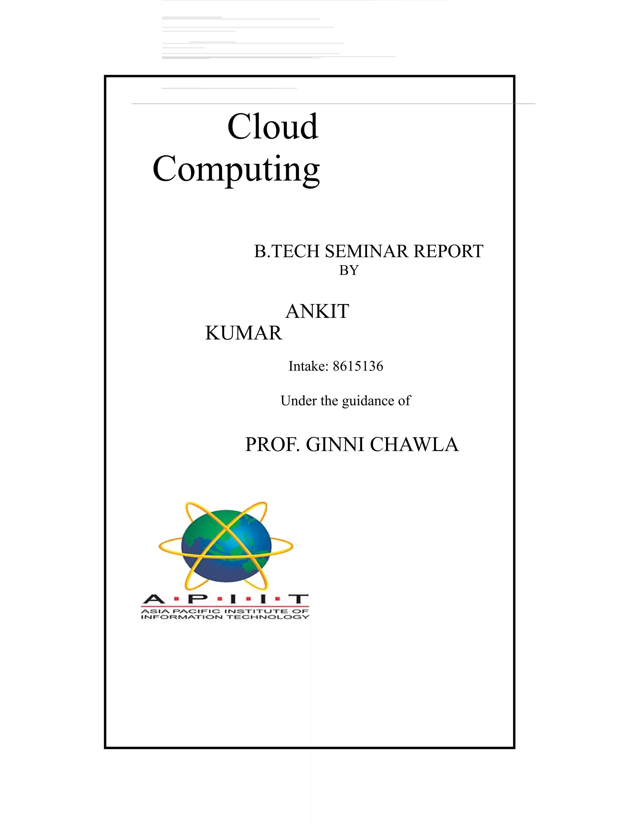 seminar on cloud computing report | PDF