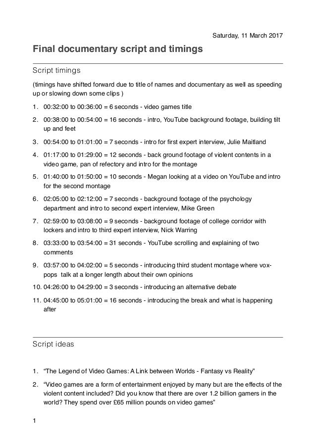 documentary script pdf