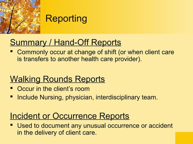 Documentation and Reporting | PPT | Pharmaceutical Drugs | Medical Health