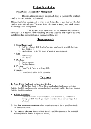 Medical Store Presentation ppt | DOCX