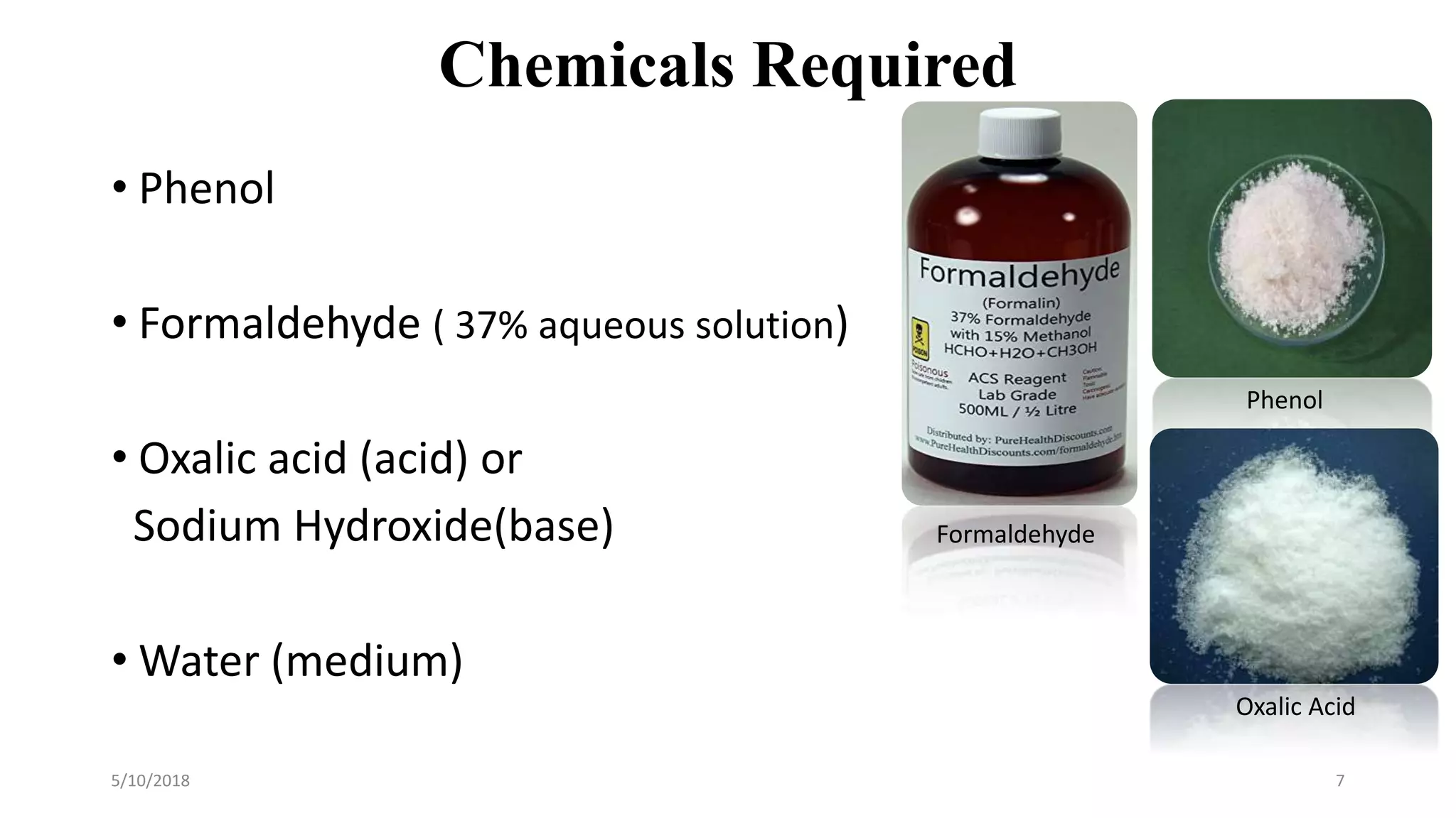 Preparation of Phenol-Formaldehyde Resin | PPTX