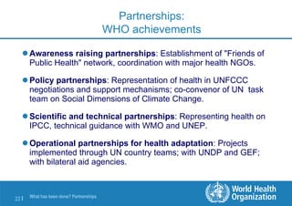 Health, Climate change & WHO - Final donorreport2011 | PPS | Geography ...