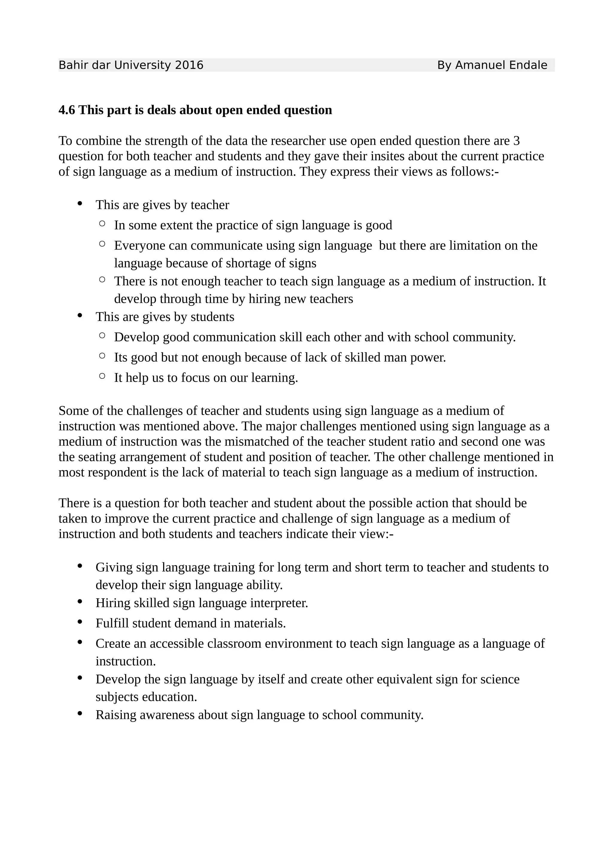 Practice and challemges of sign language as a medium of instruction | PDF