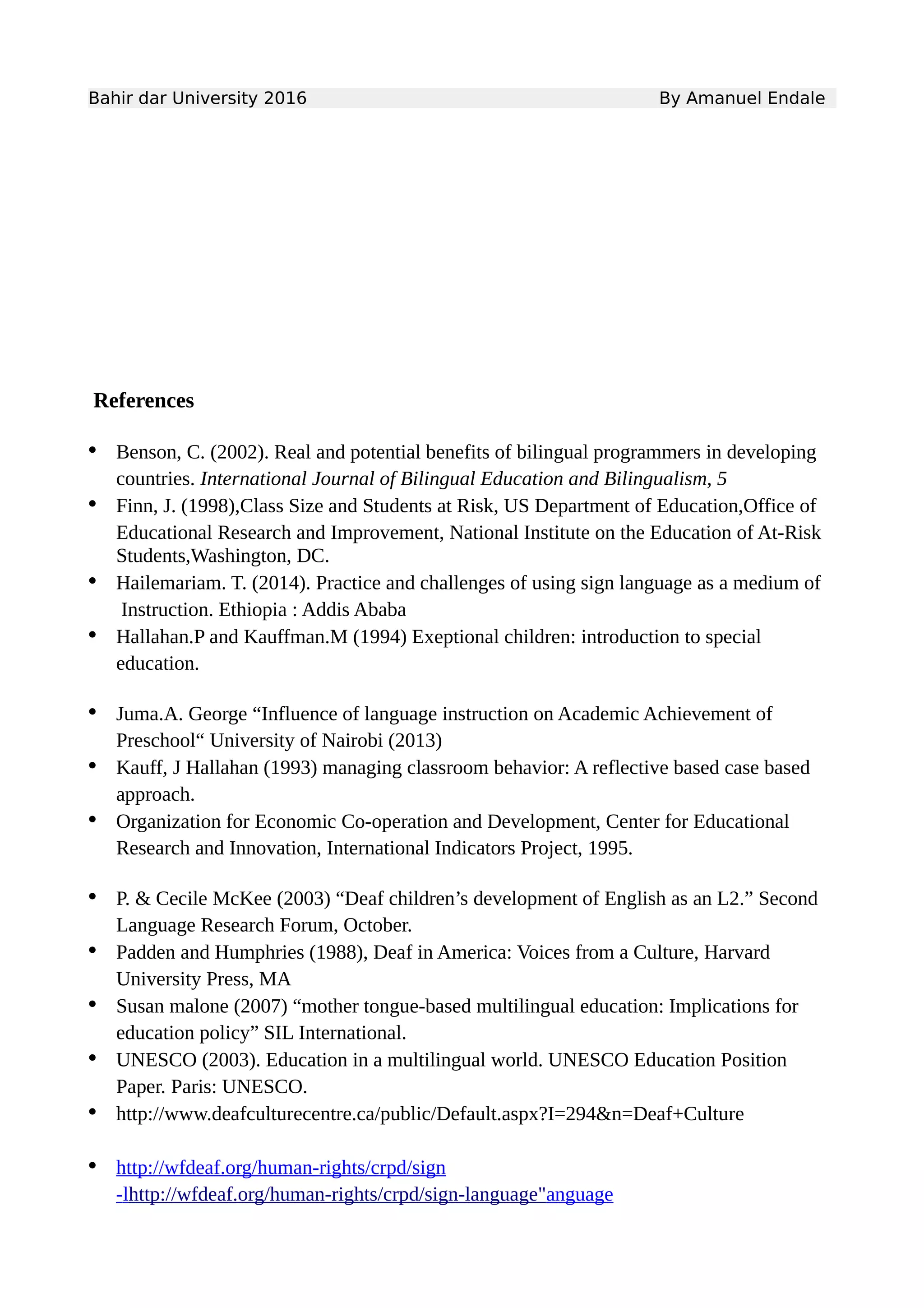 Practice and challemges of sign language as a medium of instruction | PDF