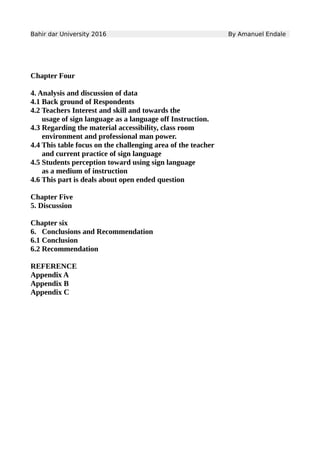 Practice and challemges of sign language as a medium of instruction | PDF