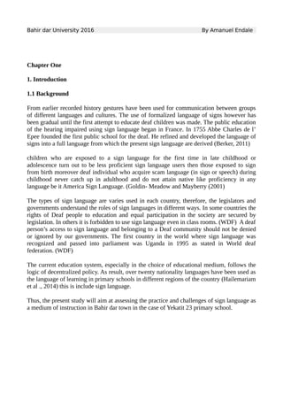 Practice and challemges of sign language as a medium of instruction | PDF
