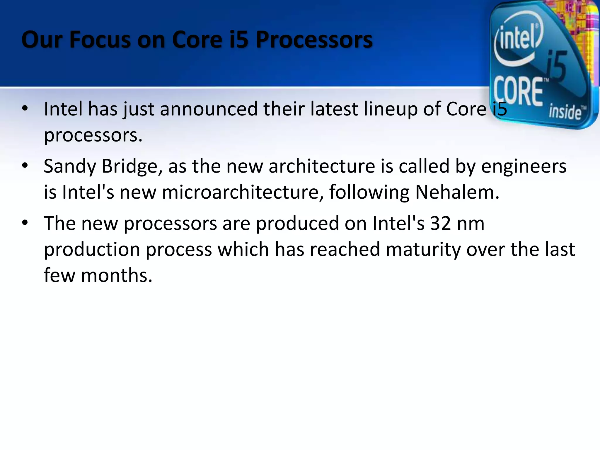Final draft intel core i5 processors architecture | PPTX